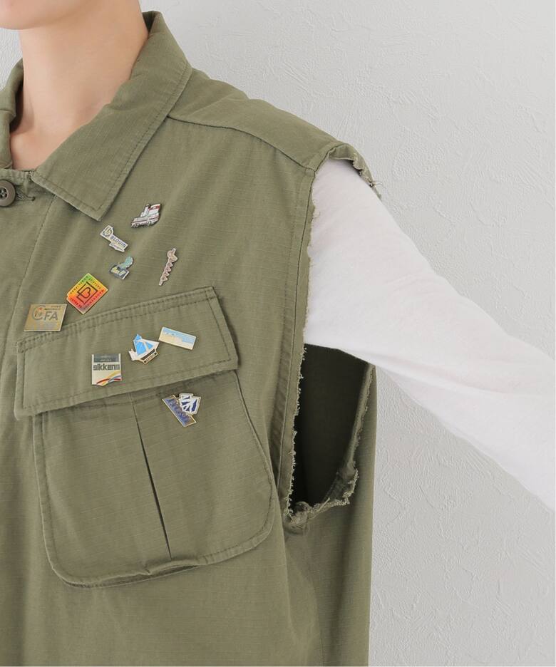 CUT OFF ARMY VEST WITH VINTAGE PINZ：ベスト（ベスト）｜Bonum（ボナム）の通販｜BAYCREW’S STORE