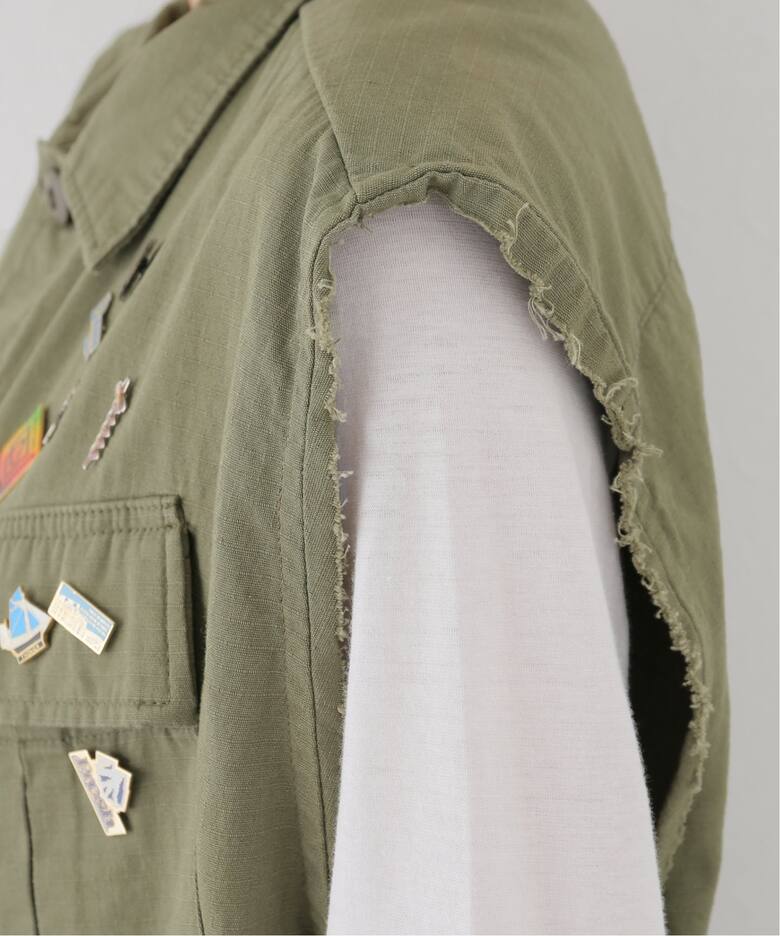 CUT OFF ARMY VEST WITH VINTAGE PINZ：ベスト（ベスト）｜Bonum（ボナム）の通販｜BAYCREW’S STORE
