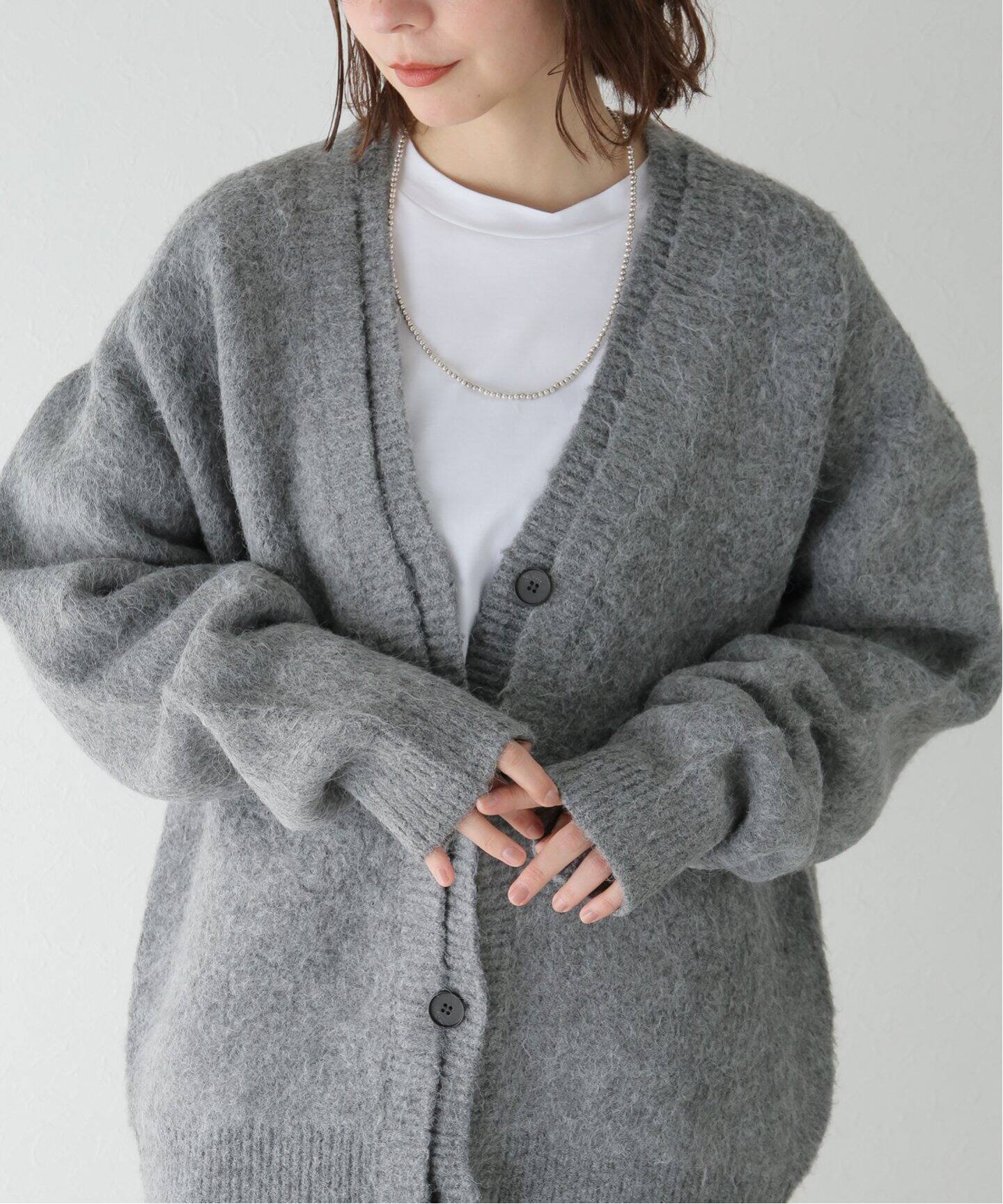 TODAYFUL Brashed Vneck Cardigan グレー - 長袖