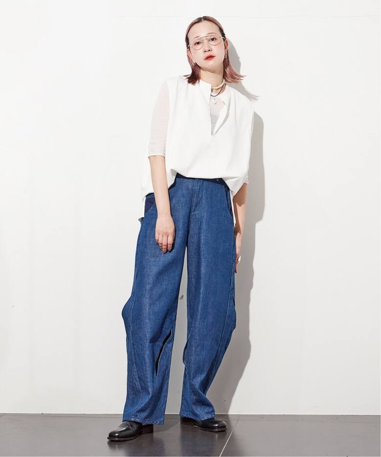 LIVINGTONE NAJA Crazy pattern with slit 別注 LT-NAJA-06：デニム（デニムパンツ・ジーンズ ...