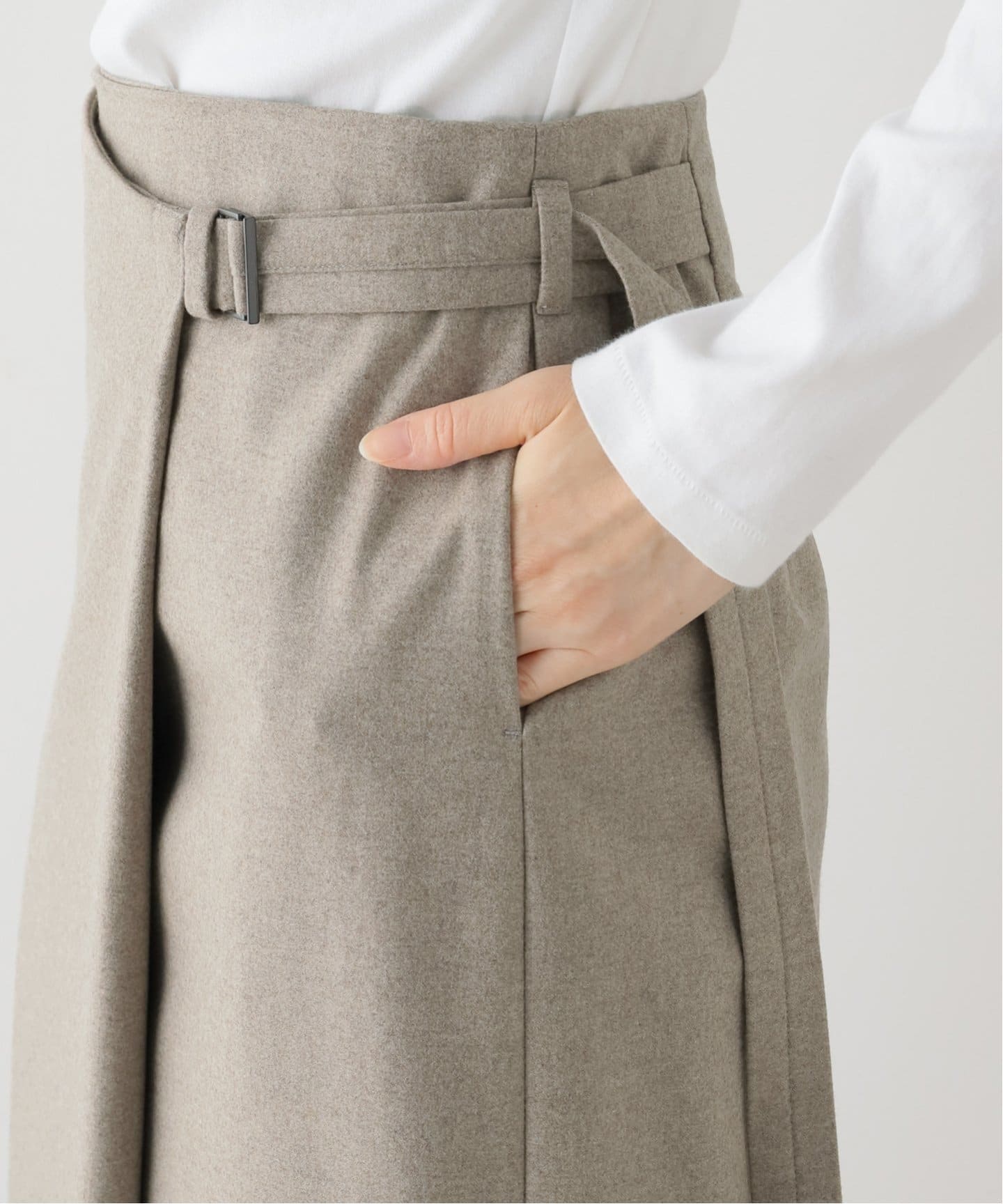 ATON MERINO COLLEGE FLANNEL WRAP SKIRT(ロング・マキシ丈 ATON MERINO COLLEGE FLANNEL WRAP SKIRT(ロング・マキシ丈