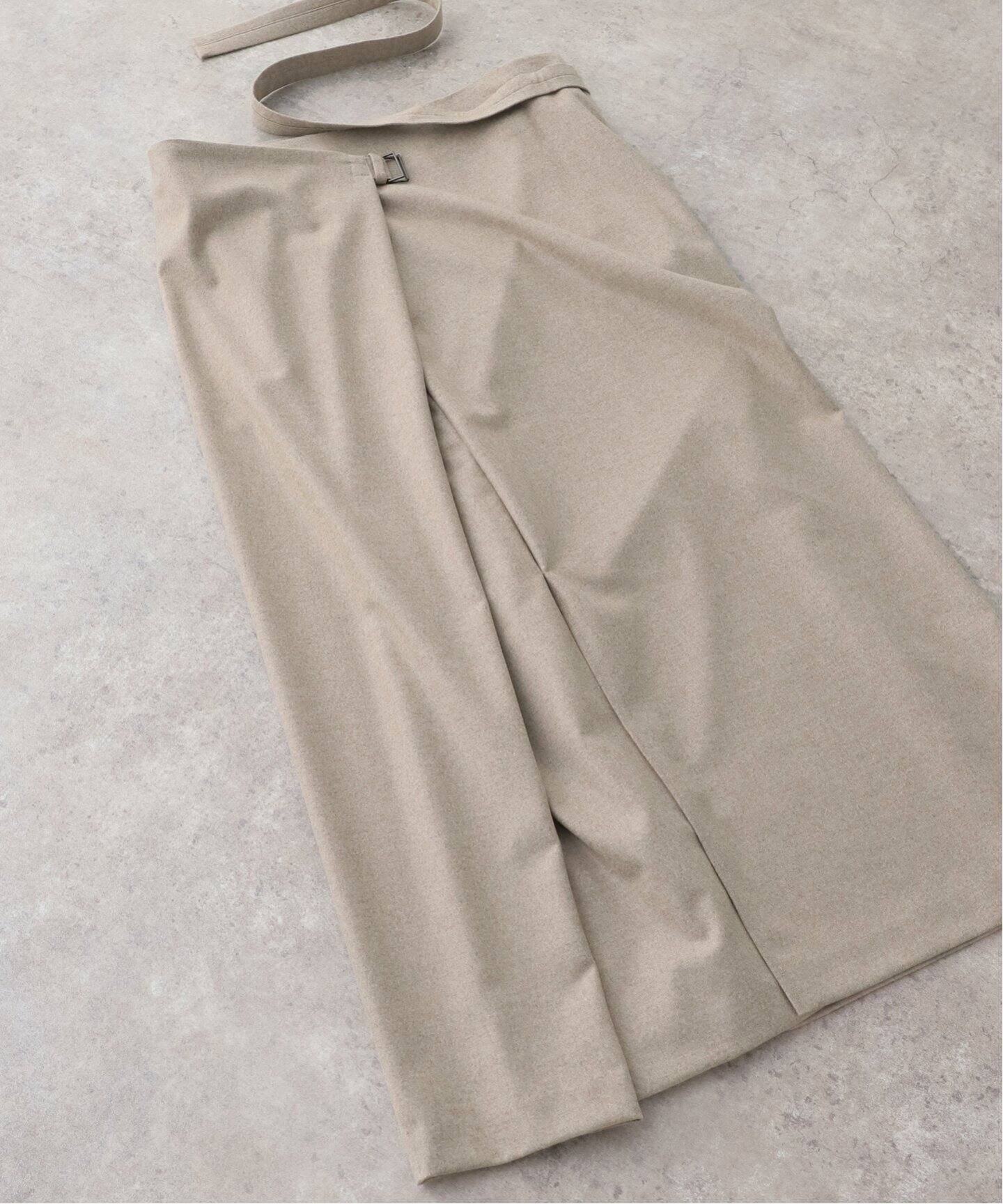 ATON MERINO COLLEGE FLANNEL WRAP SKIRT(ロング・マキシ丈 ATON MERINO COLLEGE FLANNEL WRAP SKIRT(ロング・マキシ丈