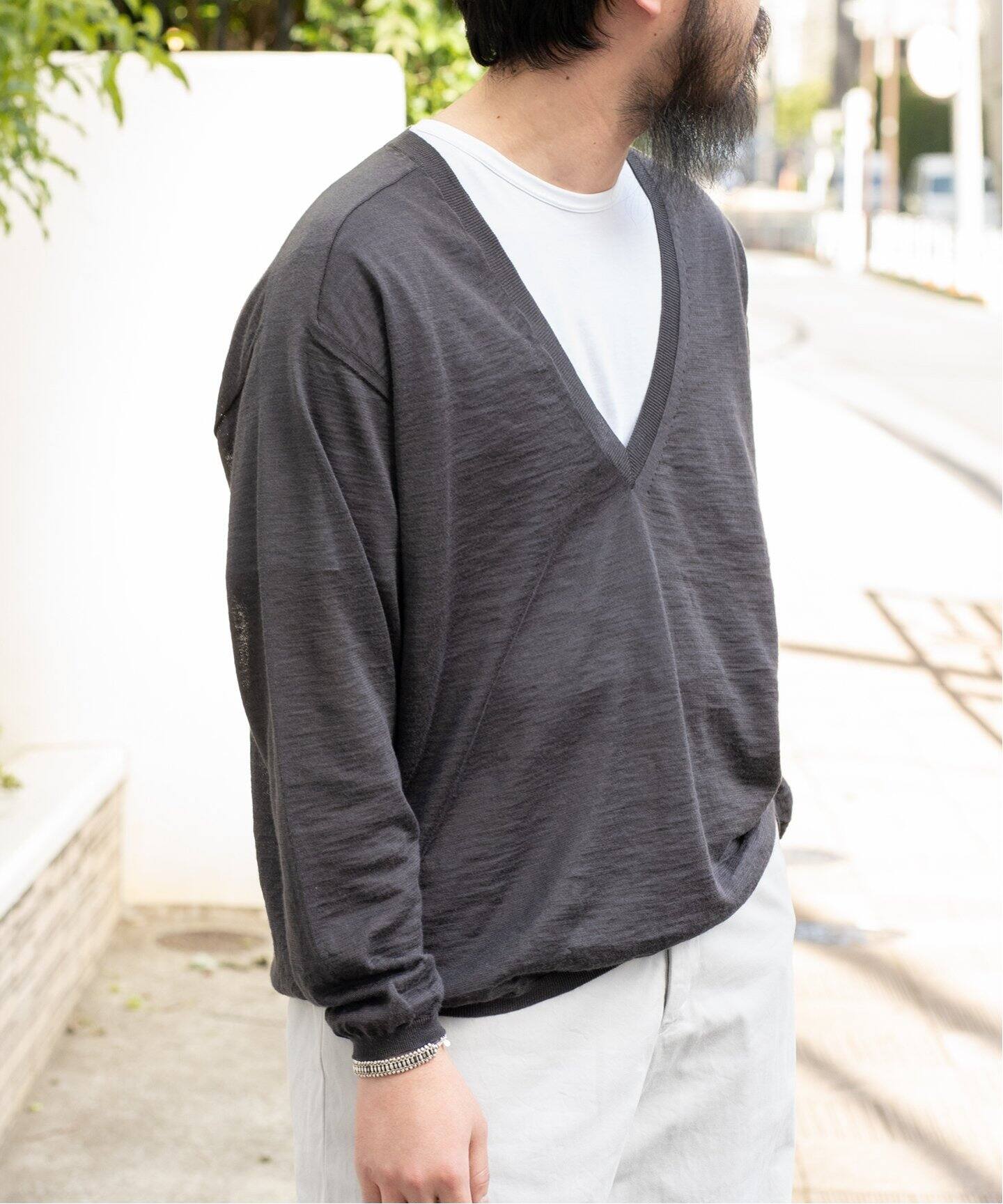 【BATONER / バトナー】別注 Ramie V Neck Knit（ニット／セーター）｜L'ECHOPPE（レショップ）の通販｜BAYCREW’S STORE