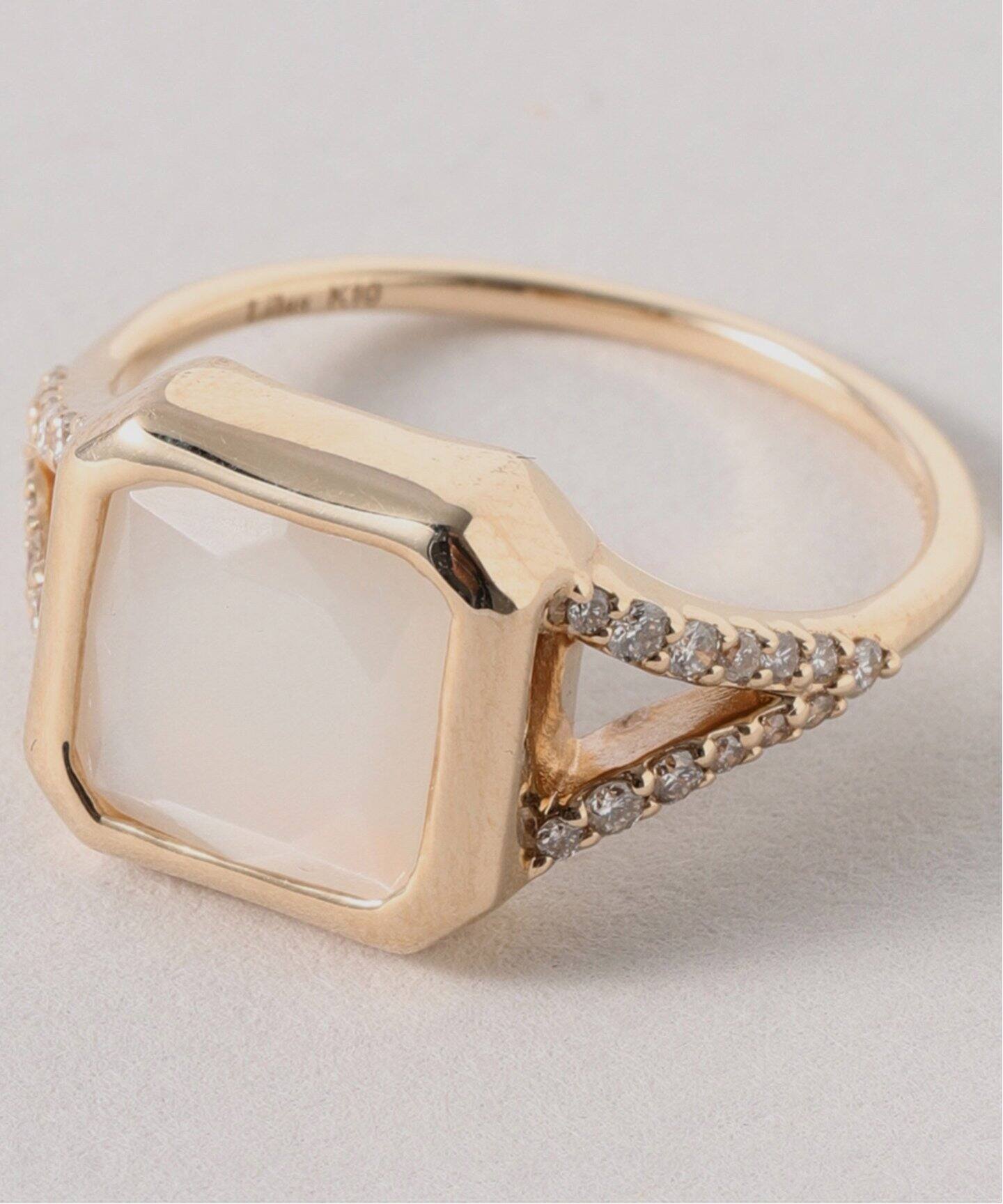 ホワイトムーンストーン8角2ラインダイヤリング K10（リング）｜Lilas（リラ）の通販｜BAYCREW’S STORE