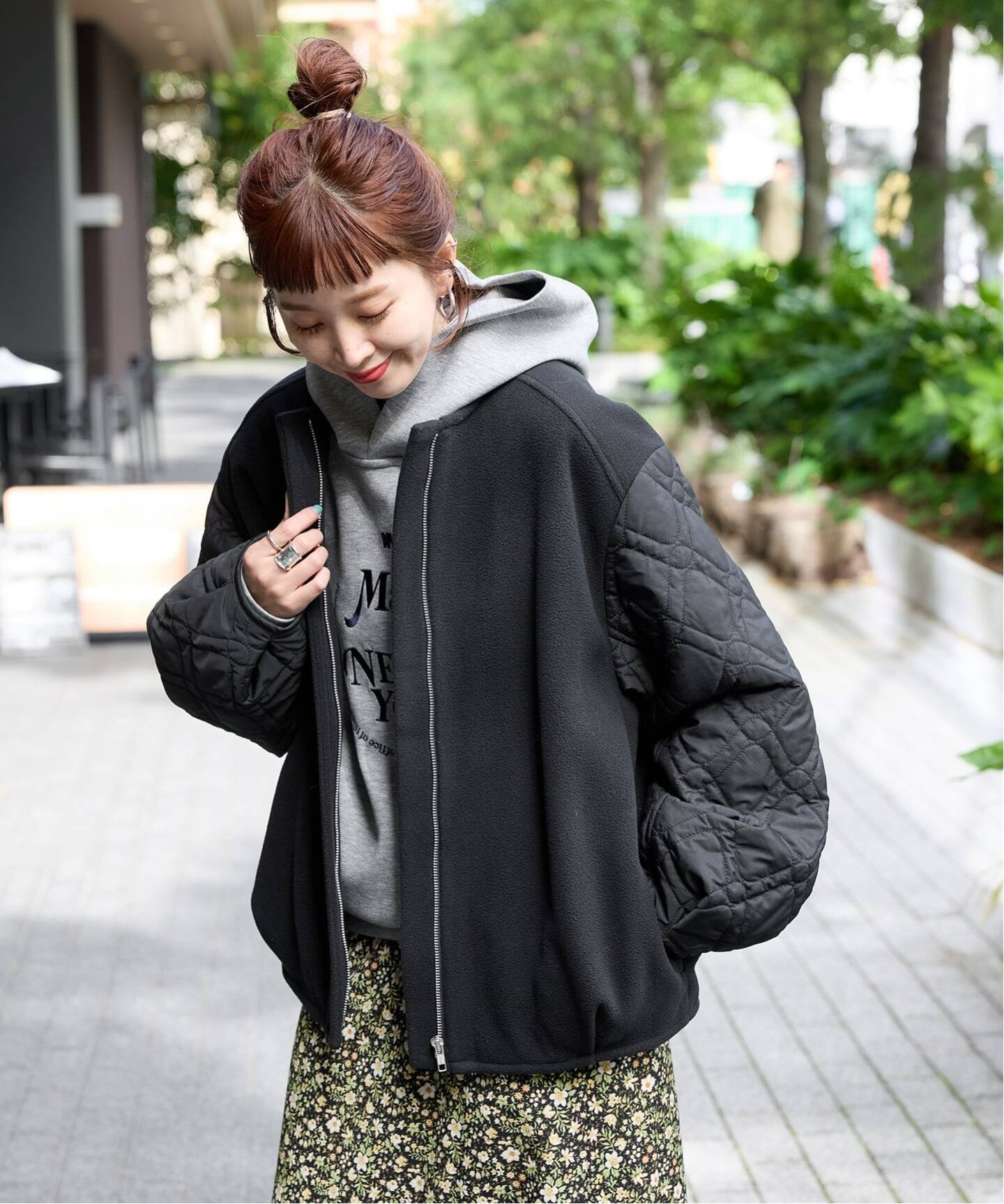 ウォッシャブル / レイヤードキルティングブルゾン（中綿