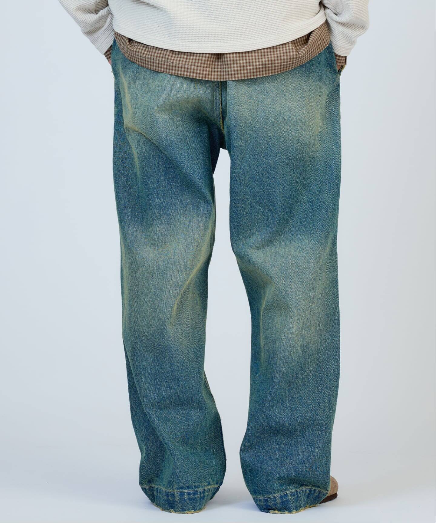 ワイドストレート ブラスト デニム スラックス（デニムパンツ