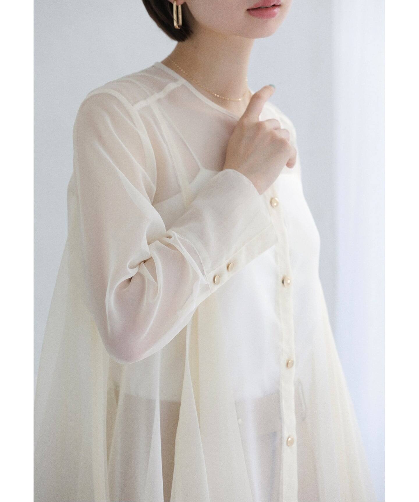 洗える】ヘムフレアシアーチュニック（シャツ／ブラウス）｜La