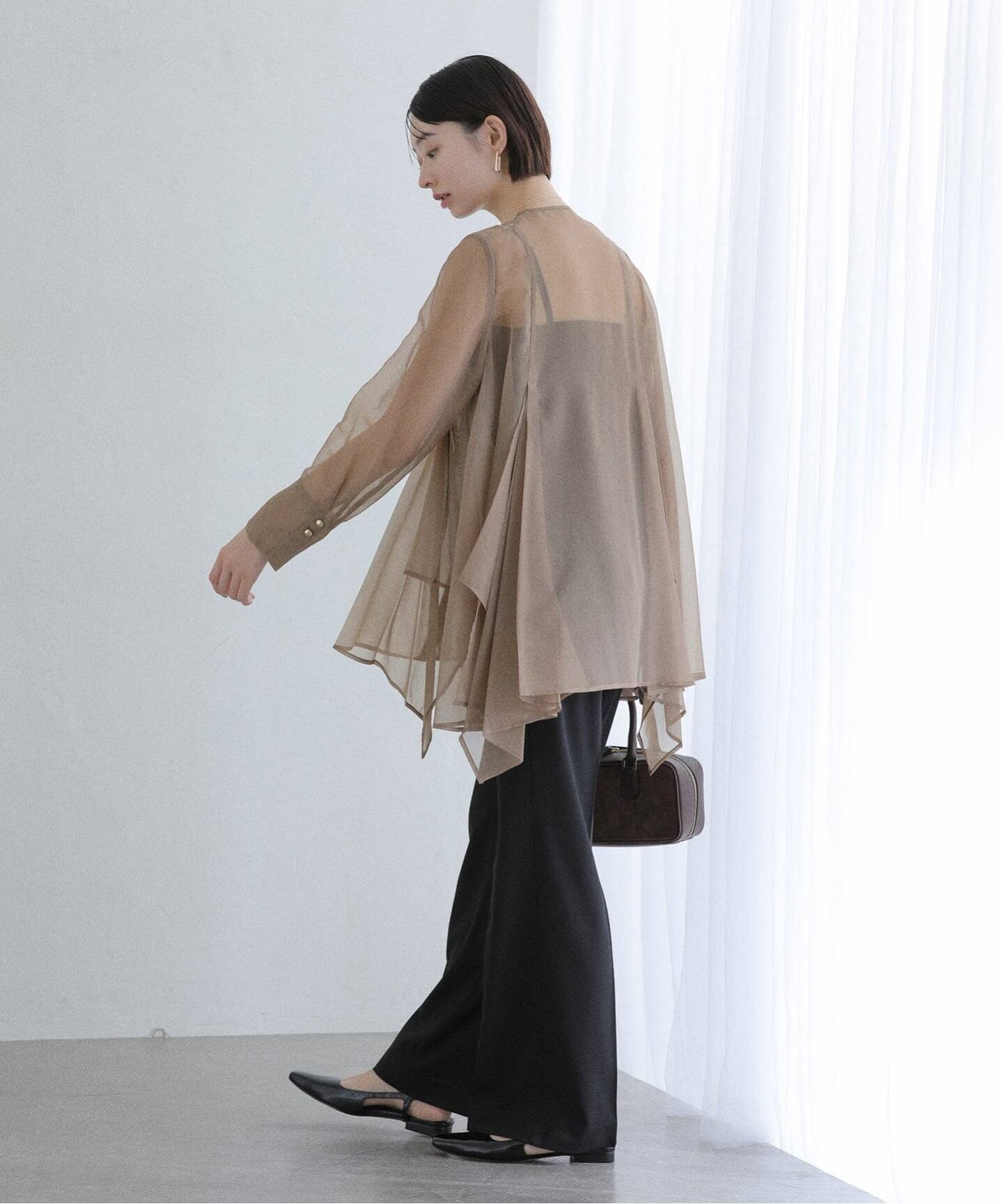 洗える】ヘムフレアシアーチュニック（シャツ／ブラウス）｜La