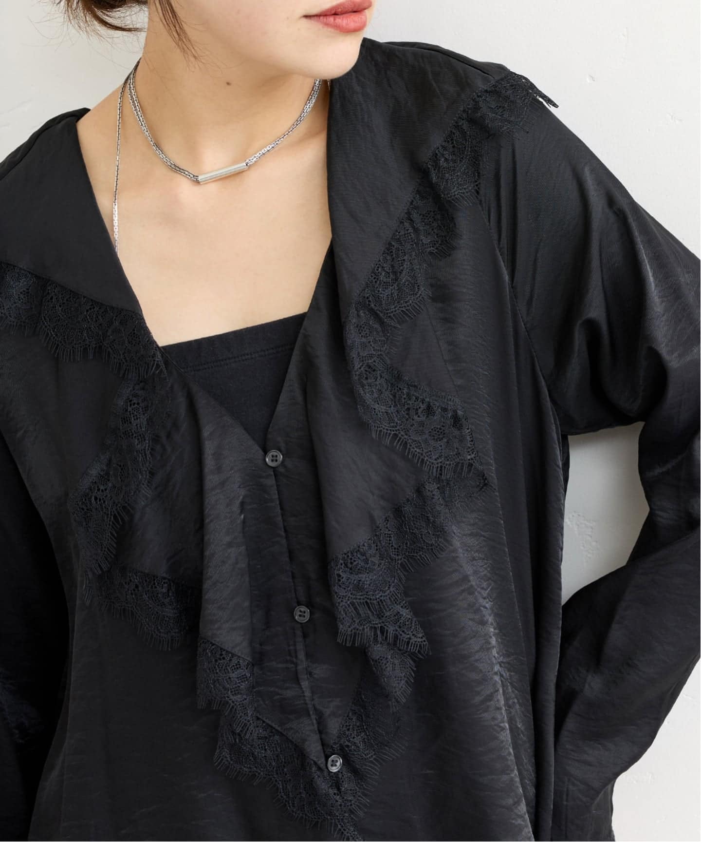 シアーサテンツイルレースブラウス（シャツ／ブラウス）｜JOURNAL