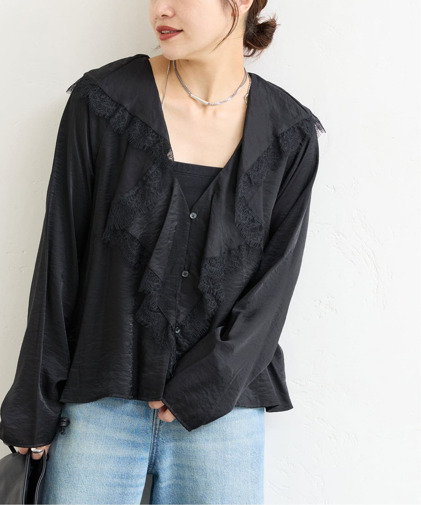 シアーサテンツイルレースブラウス（シャツ／ブラウス）｜JOURNAL