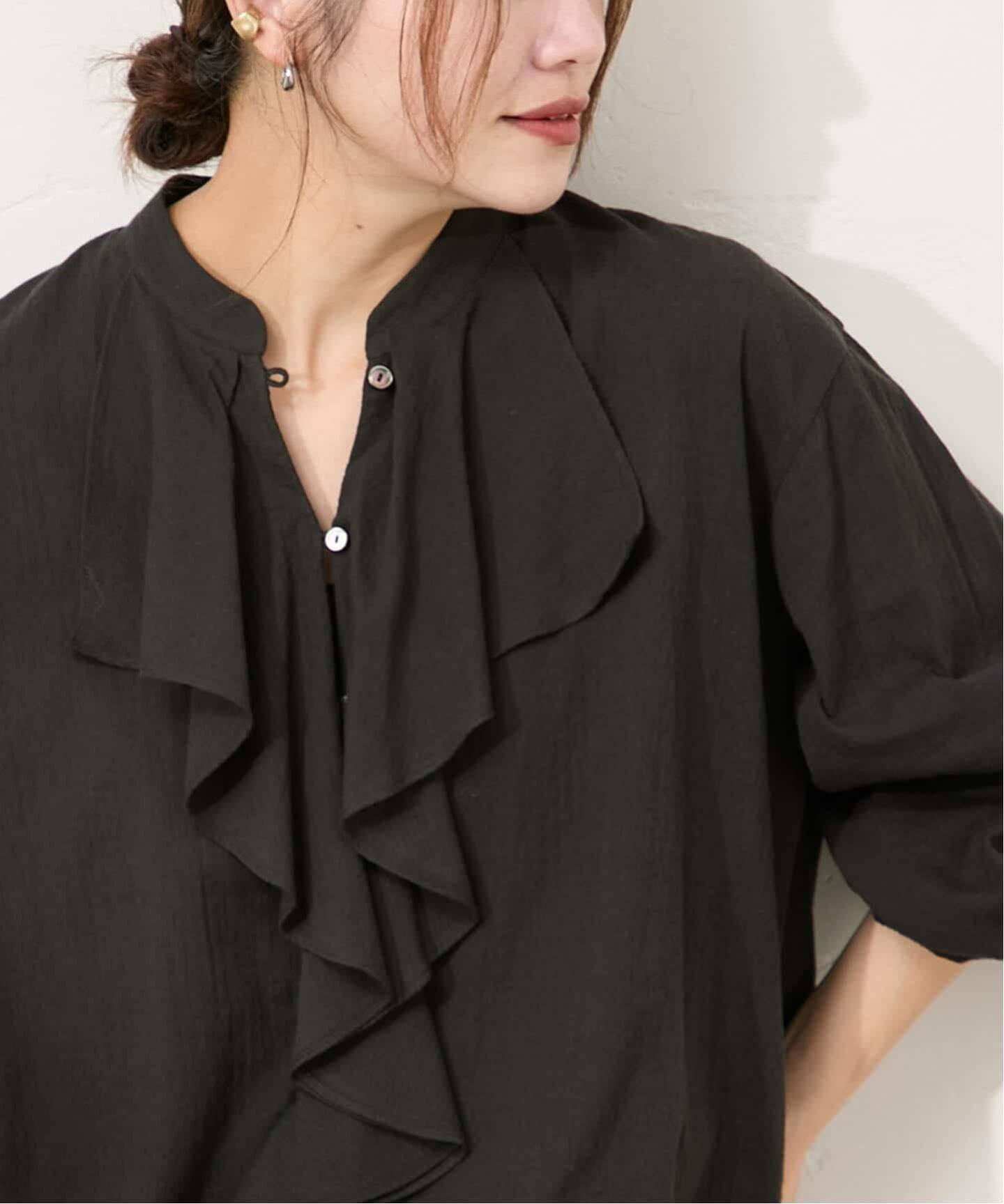 WEB限定追加2》ボイルストライプフリルブラウス（シャツ／ブラウス