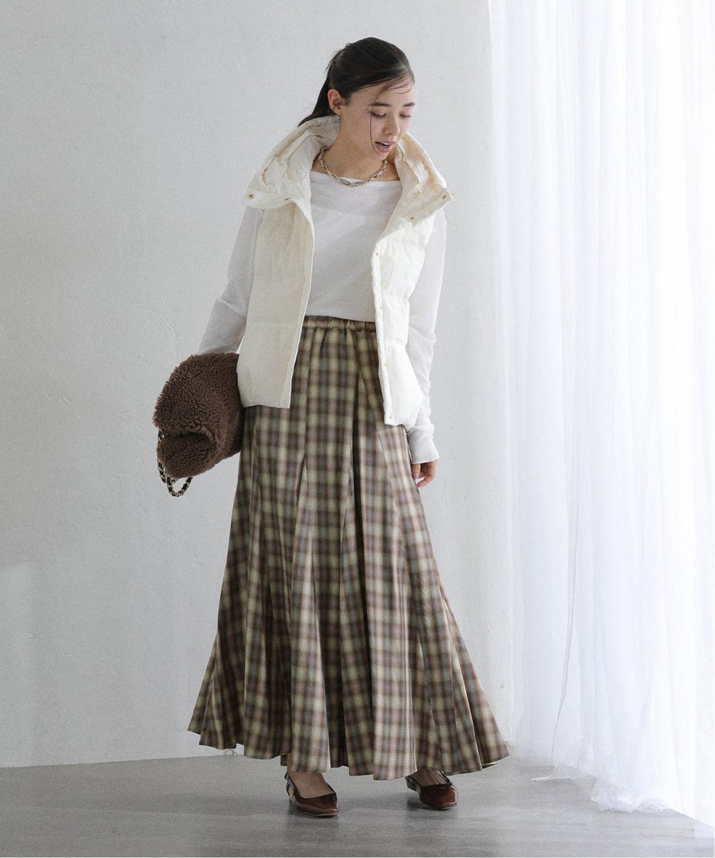 ラ トータリテ（La TOTALITE）/【洗える】Munich/ミューニック オンブレチェックスカート 洗える】Munich/ミューニック オンブレチェックスカート（ロング