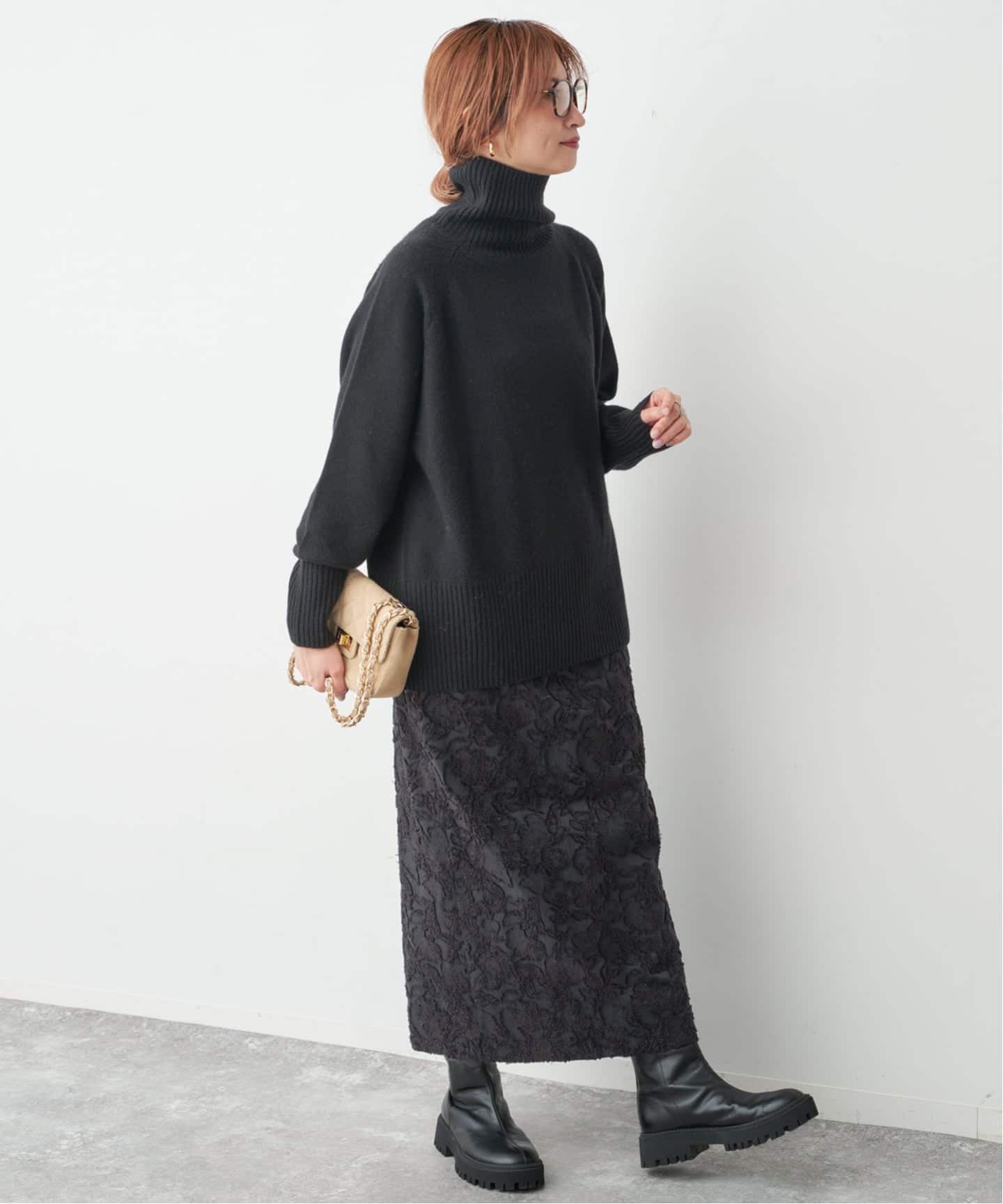 フラワージャガードストレートスカート（ロング・マキシ丈スカート