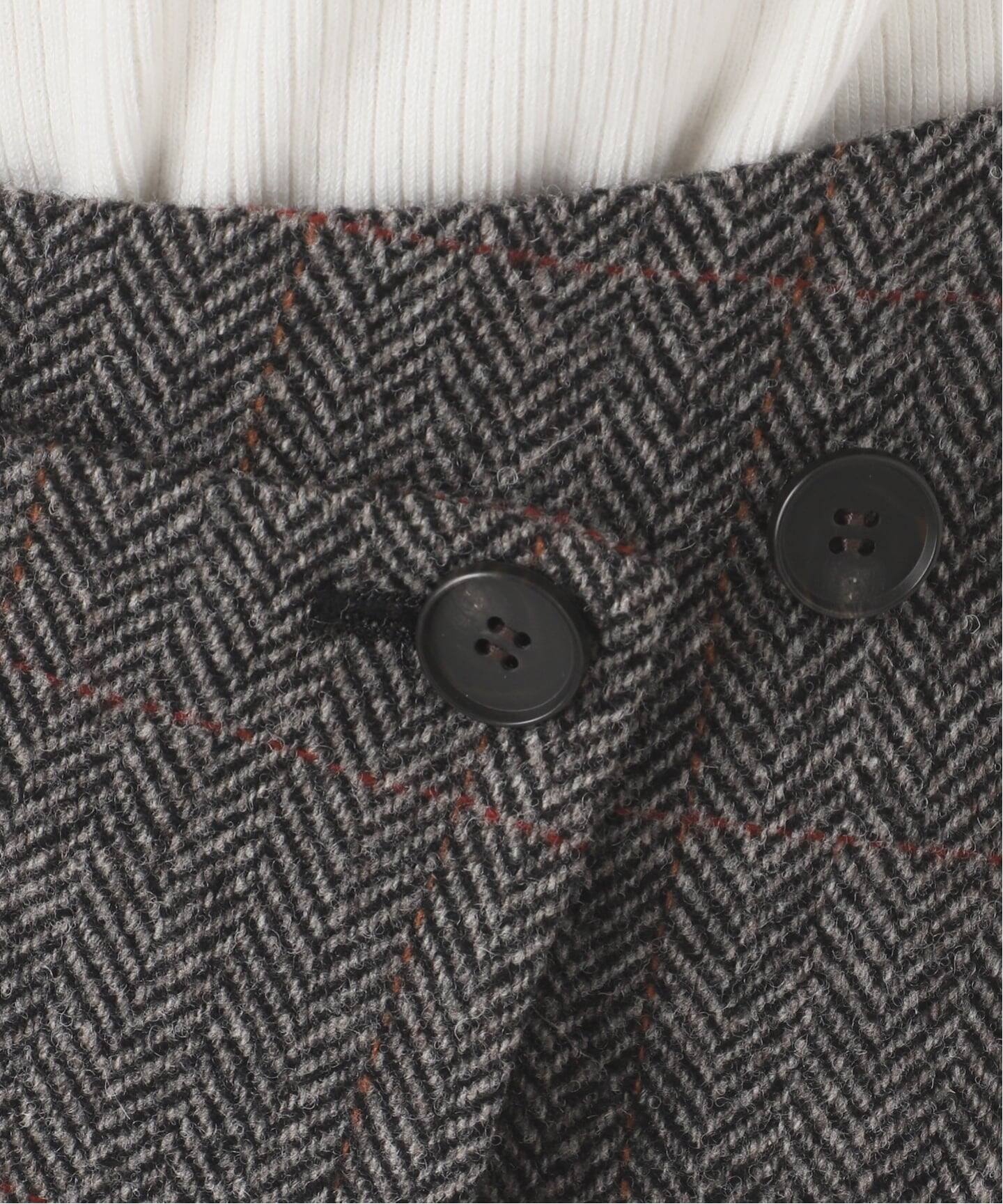 シェットランドウールチェックラップスカート（ミニスカート