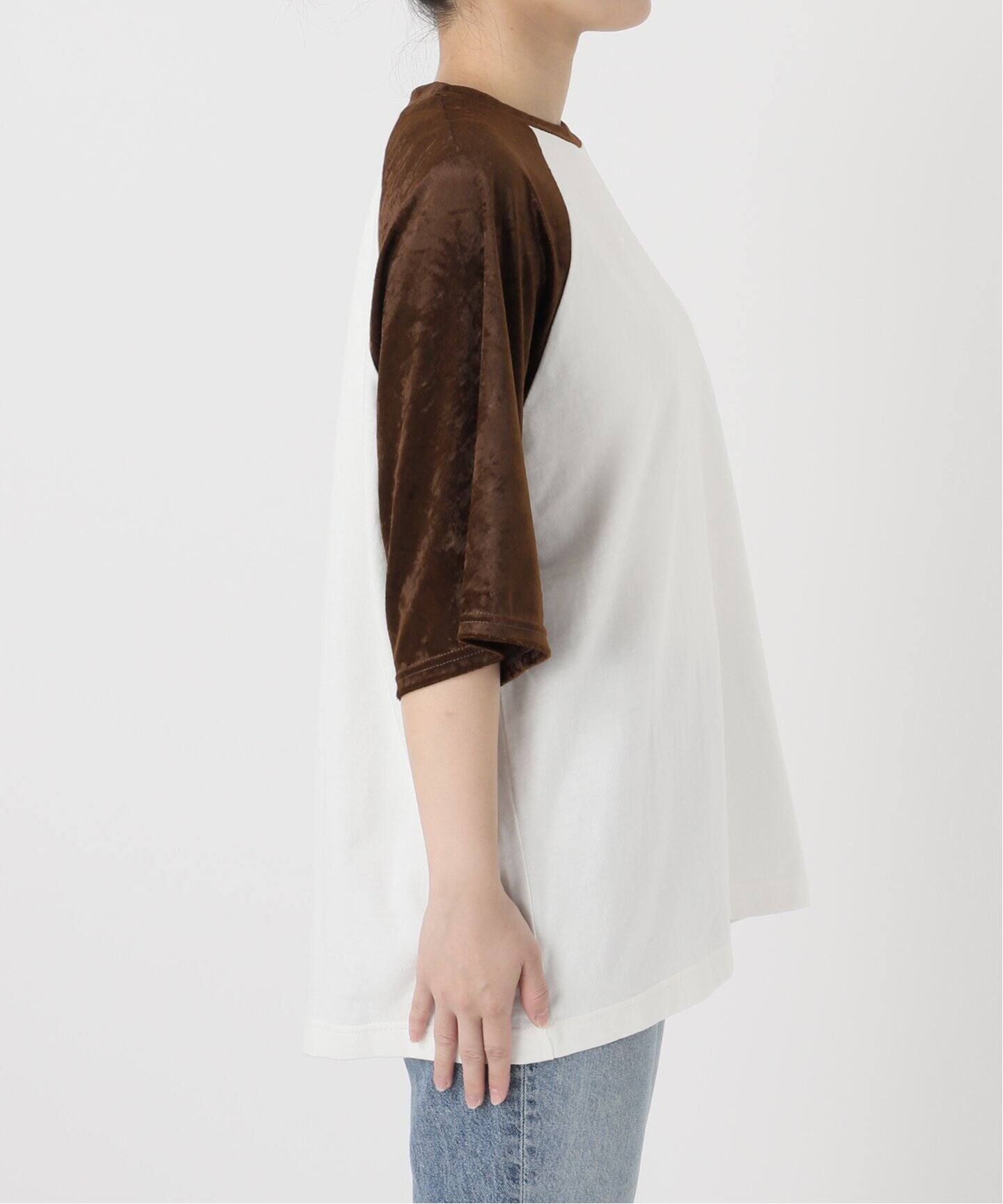 Uhr ウーア Tシャツ ホワイト ブラウン サイズ:FREE | 25秋冬 ファブリック ミックス ベースボール Tシャツ | Fabricmix Baseball Tee クルーネック 五分袖 クラッシュサテン コットン | トップス カットソー【レディース】【中古】【美品】【K4608】 Uhr/ウーア Fabricmix Baseball Tee（Tシャツ／カットソー）｜Spick