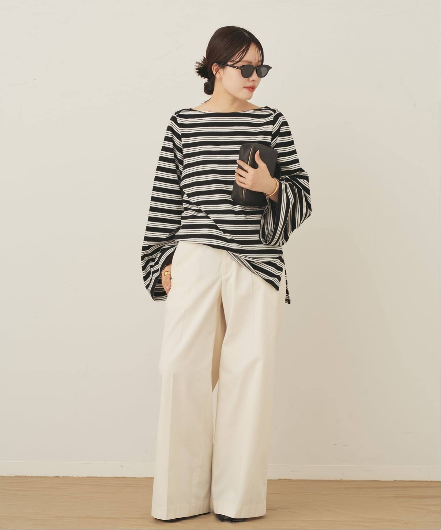 wide sleeve ボーダーTシャツ（Tシャツ／カットソー）｜Plage