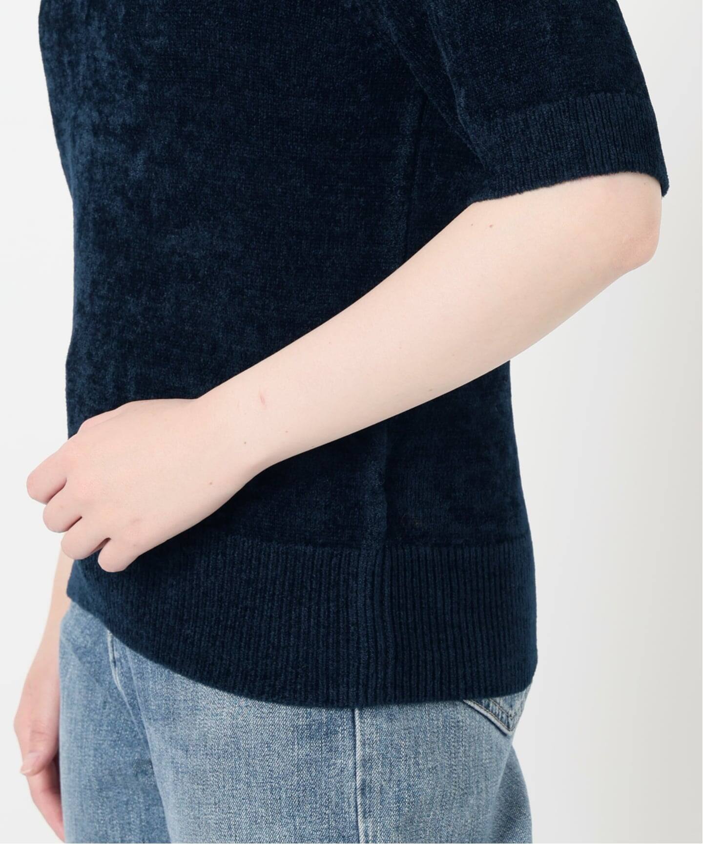 洗える】ベロアハーフスリーブニット（ニット／セーター）｜La