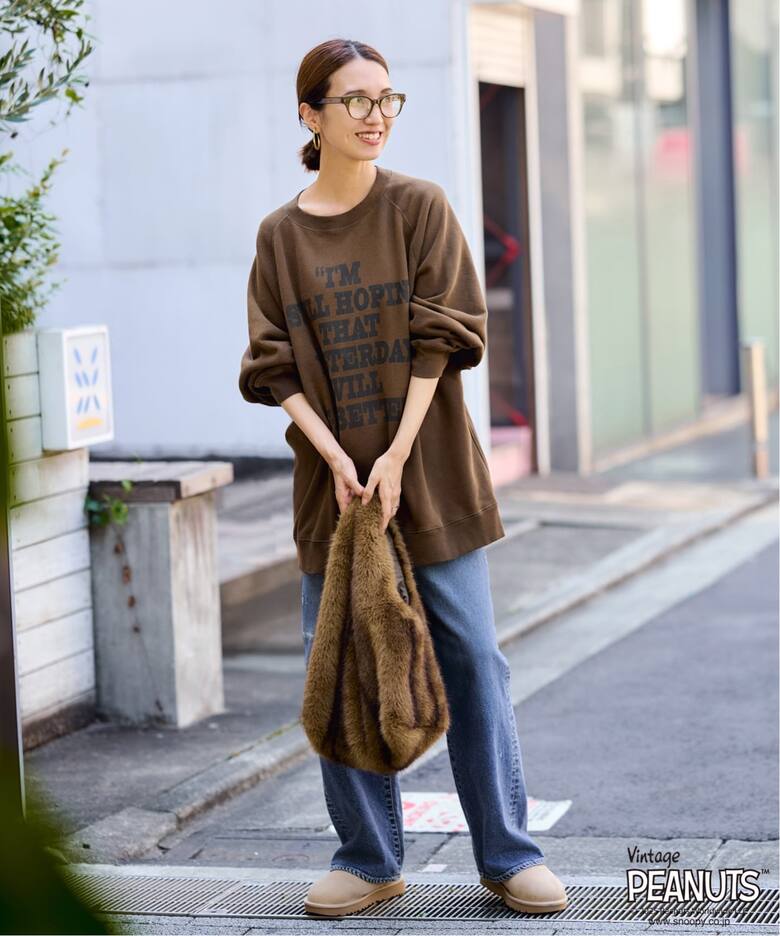 ≪WEB限定/ 追加≫MEAN MACHINE AGE 別注 PEANUTS VTG CREW SWT "CHARLIE"（スウェット ...