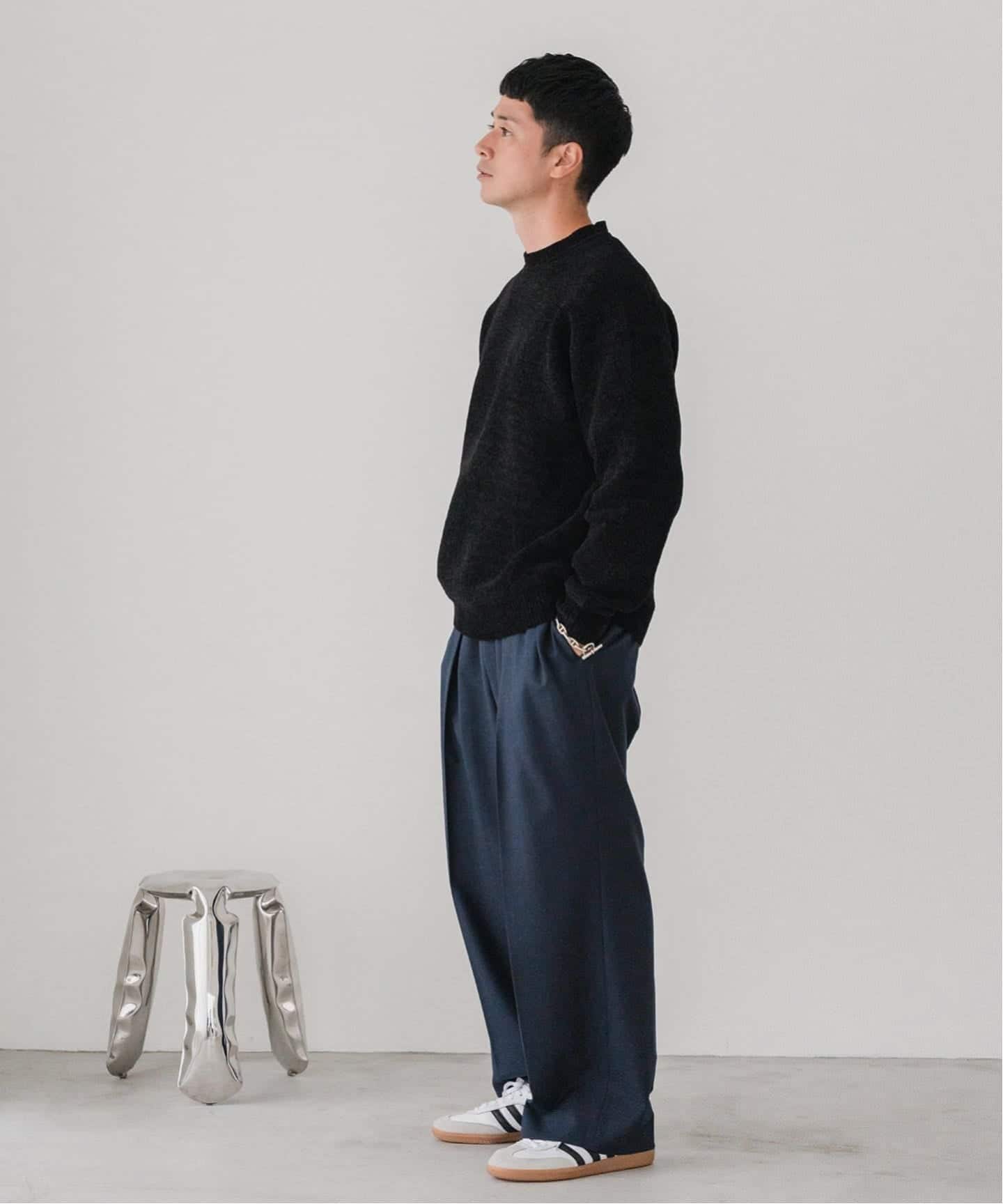 追加》シェニール ヤーン クルーネック ニット（ニット／セーター